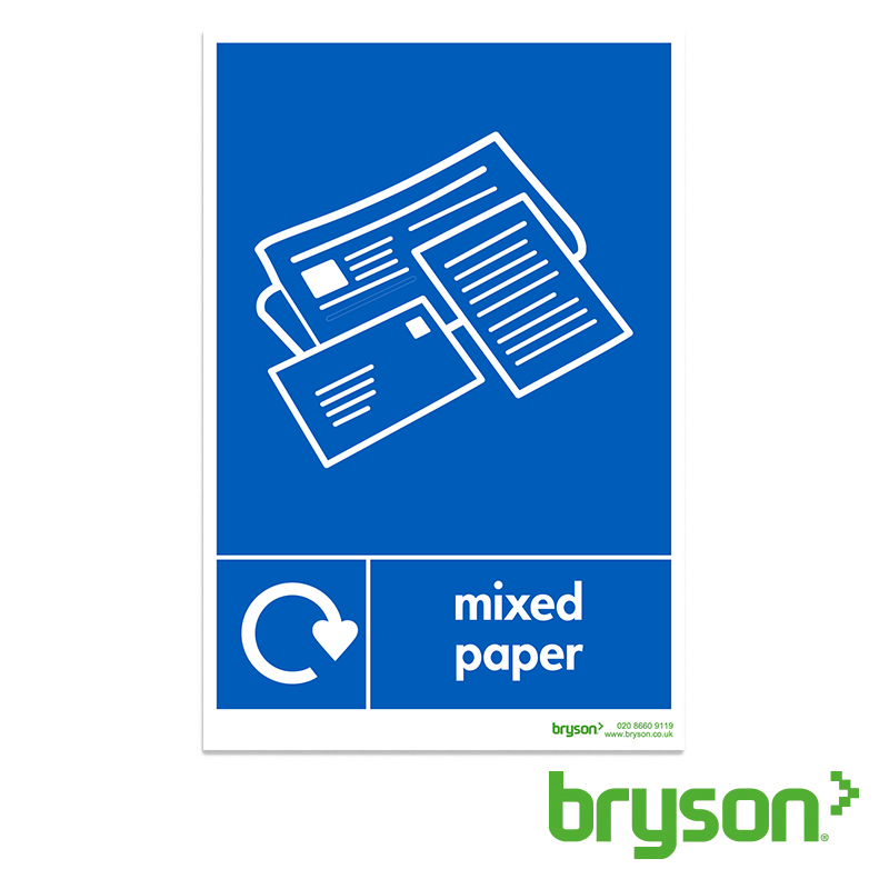 Mixed Paper Waste Sign | Waste Management Signs | Safety Signs | Bryson