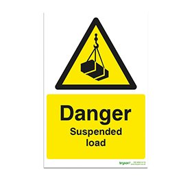 Danger Suspended Load Sign | Prohibition & Danger Signs | Safety Signs ...